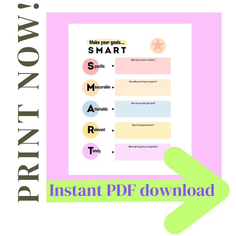 Smart Goals Planner Pages - 2 Designs PDF Files- Achieve Your Goals ...