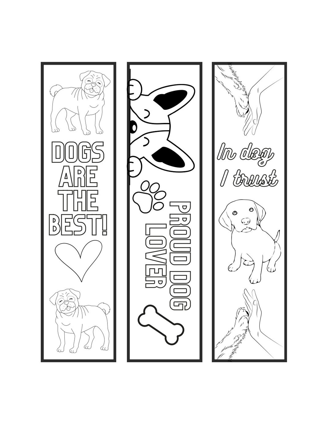 I Love DOGS: Coloring Bookmarks • Instant Download • Woof • Parents ...
