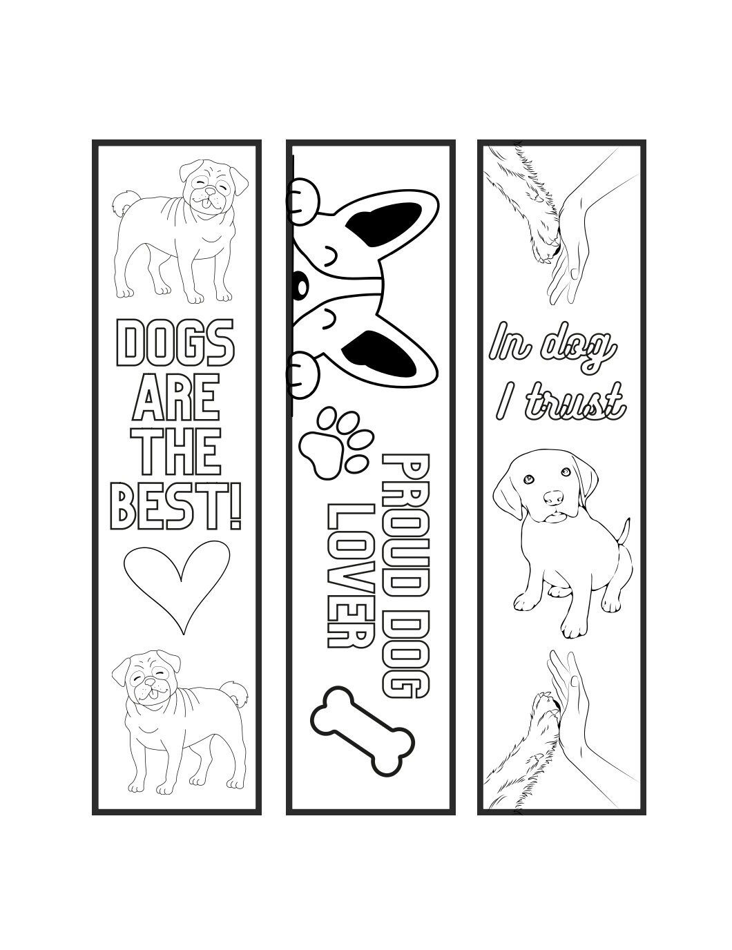 I Love DOGS: Coloring Bookmarks • Instant Download • Woof • Parents ...