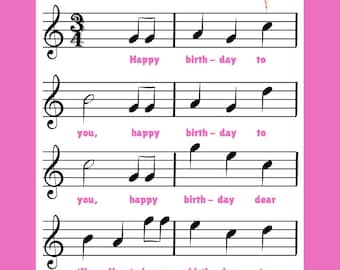 Happy Birthday to You Easy Piano Sheet Music, Digital Downloadable ...