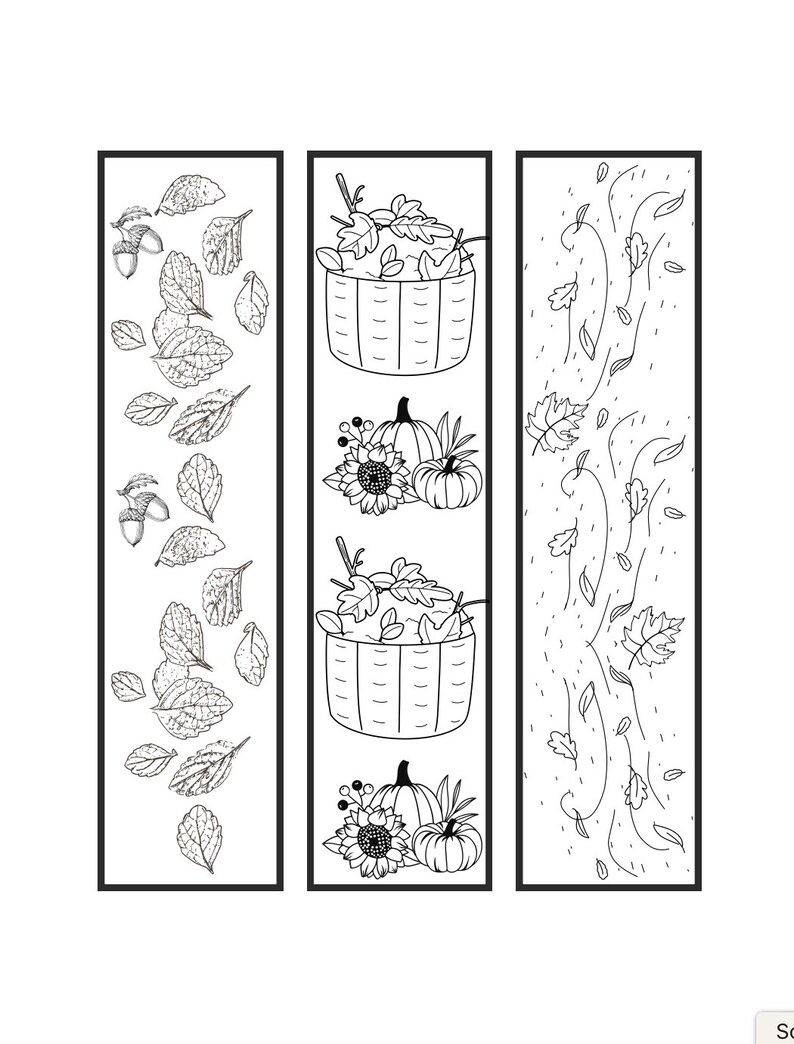 Fall Coloring Bookmarks Instant Download Celebrate Autumn Moms, Dads ...
