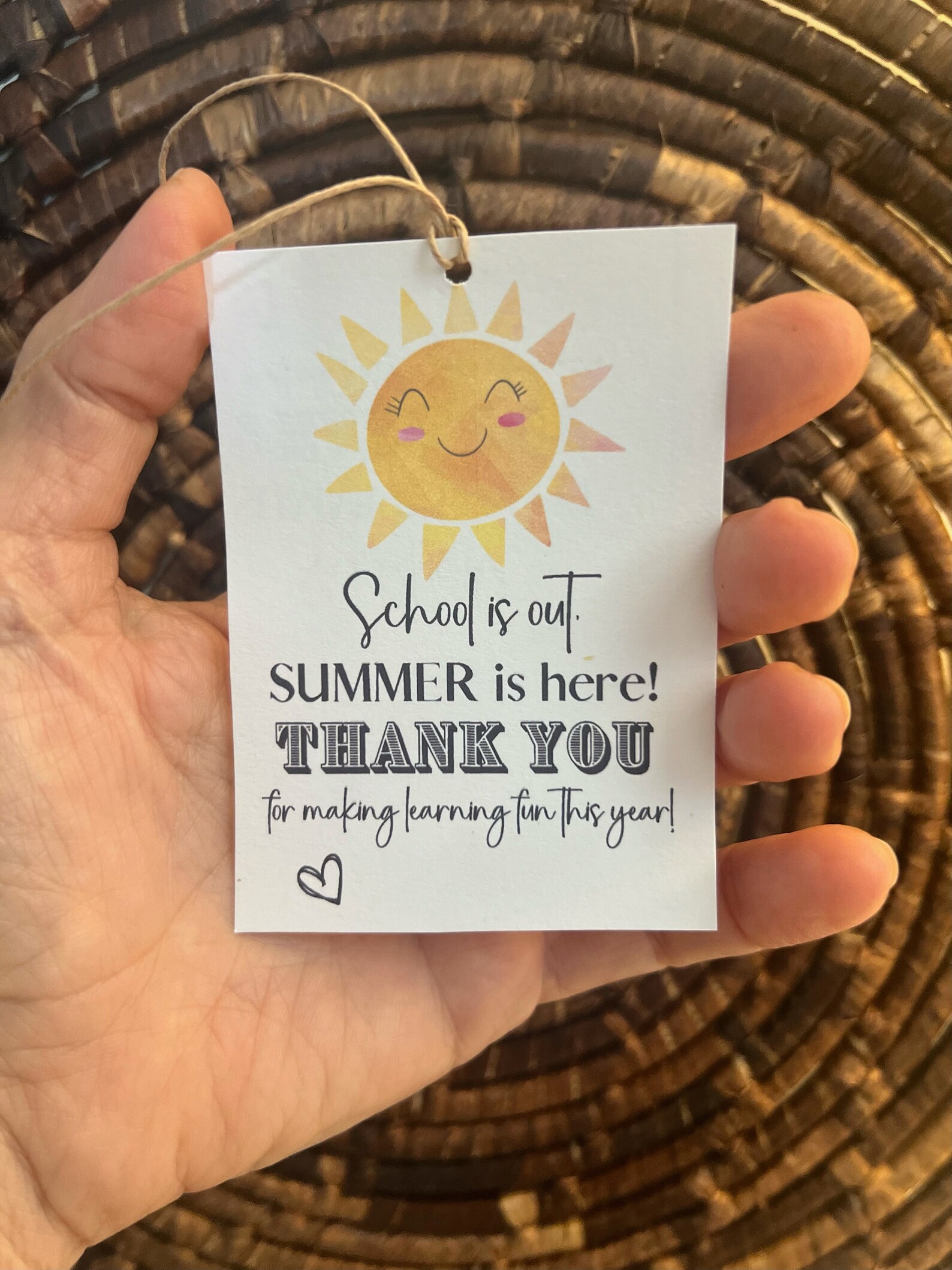 Summer Teacher Appreciation Gift Tag, Sunshine Thank You Tag, Instant ...