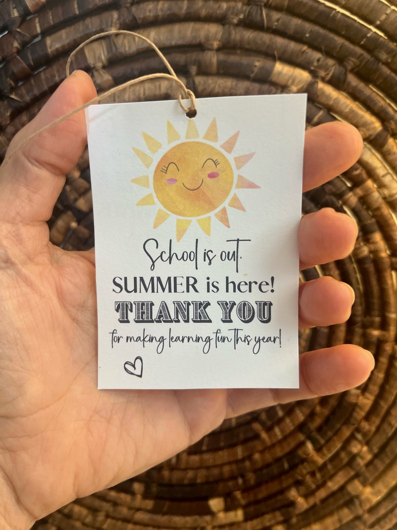 Summer Teacher Appreciation Gift Tag, Sunshine Thank You Tag, Instant ...