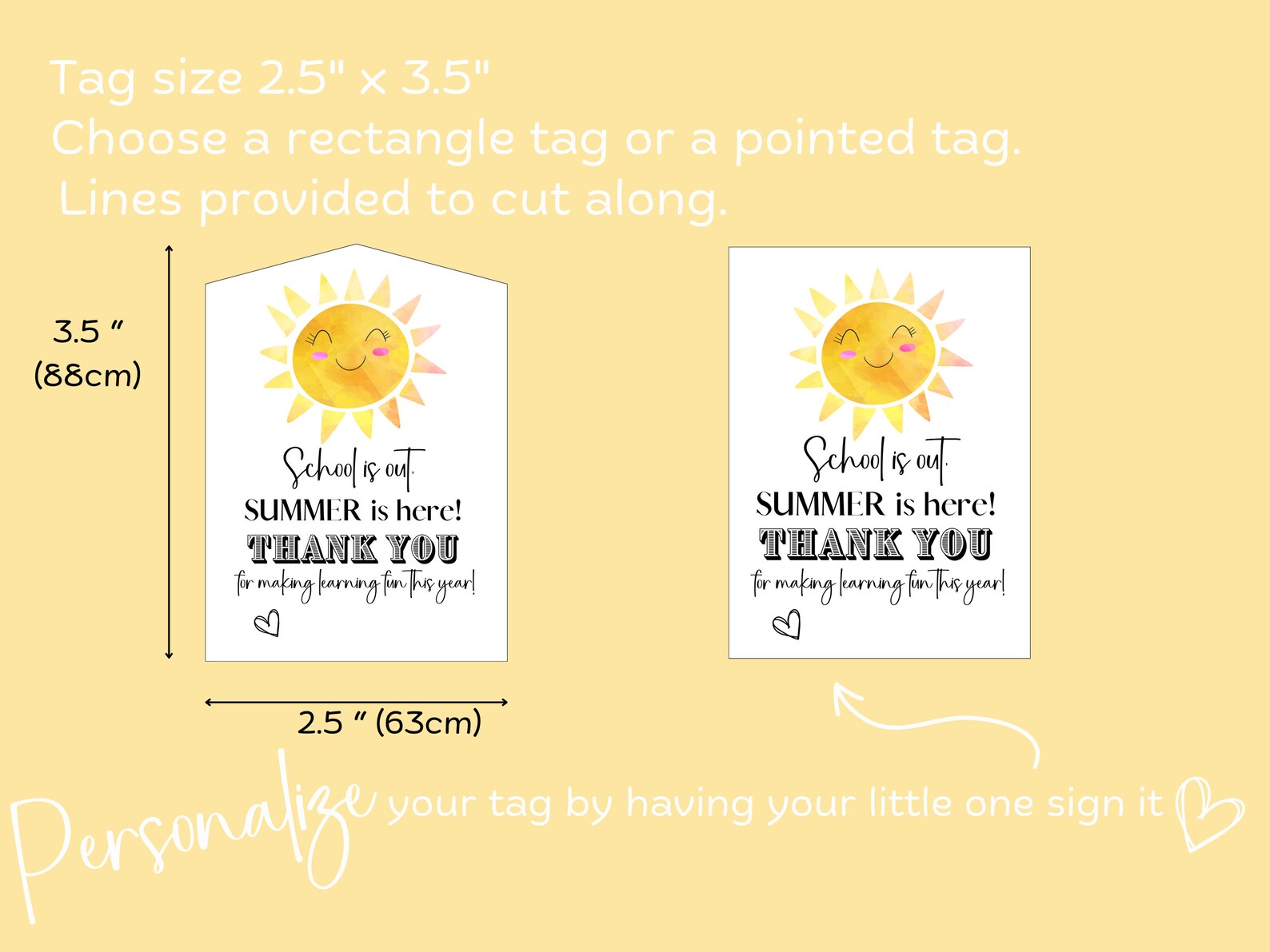 Summer Teacher Appreciation Gift Tag, Sunshine Thank You Tag, Instant ...