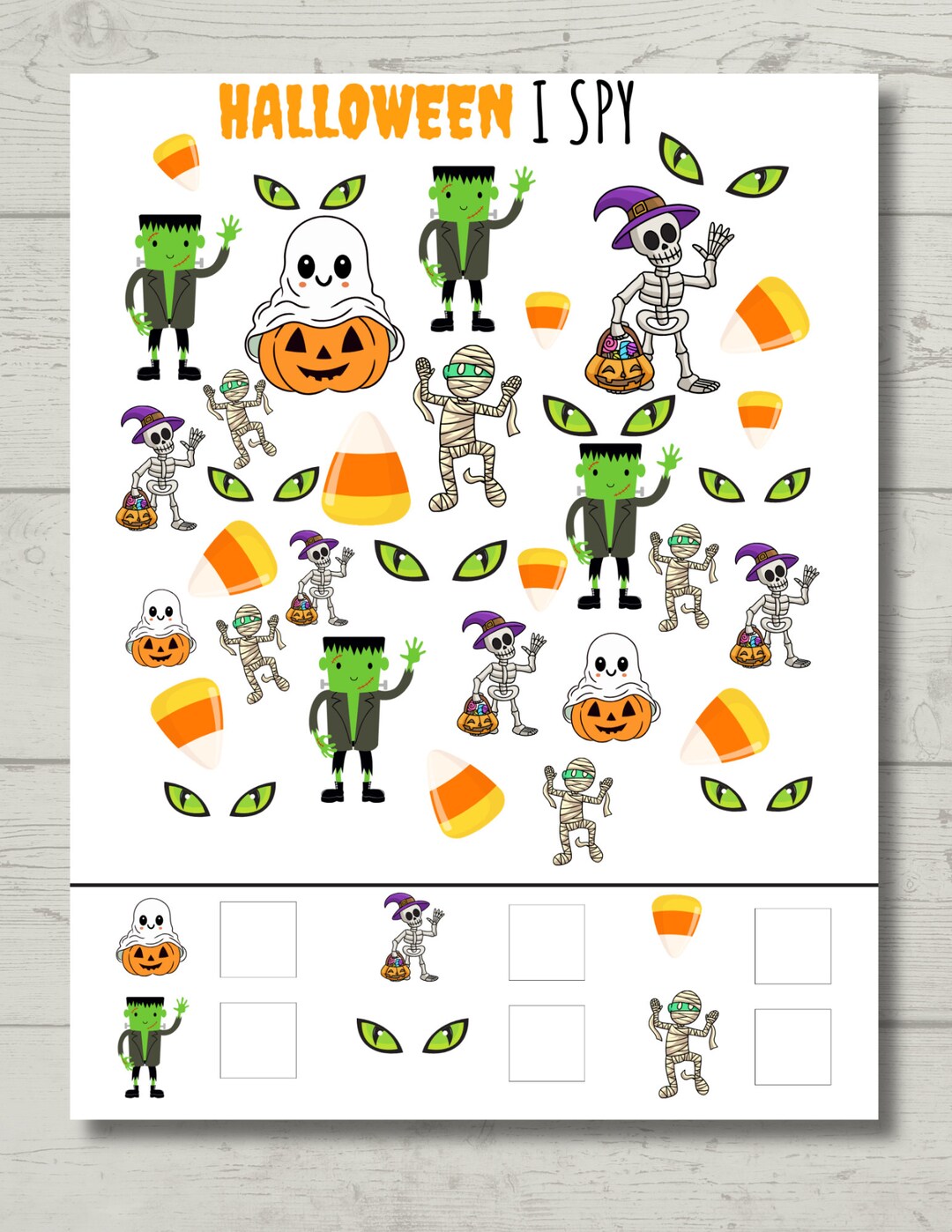 Halloween I Spy for Littles and Graphing Your Older Kiddos - Etsy