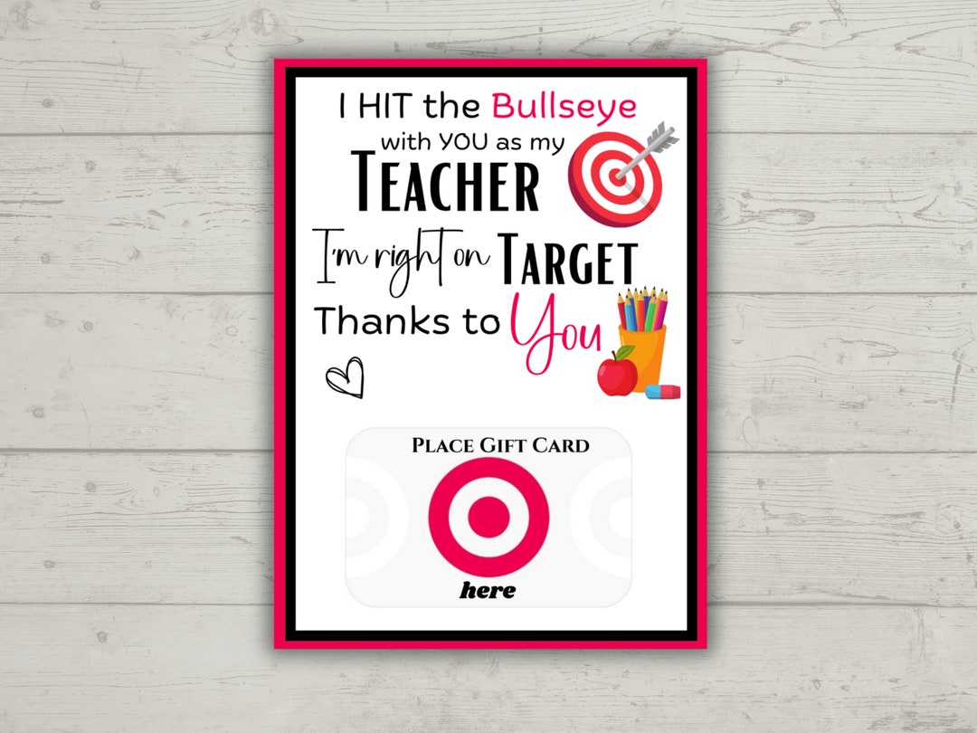 Printable Target Gift Card Holder, Teacher Thank You Card, Teacher ...