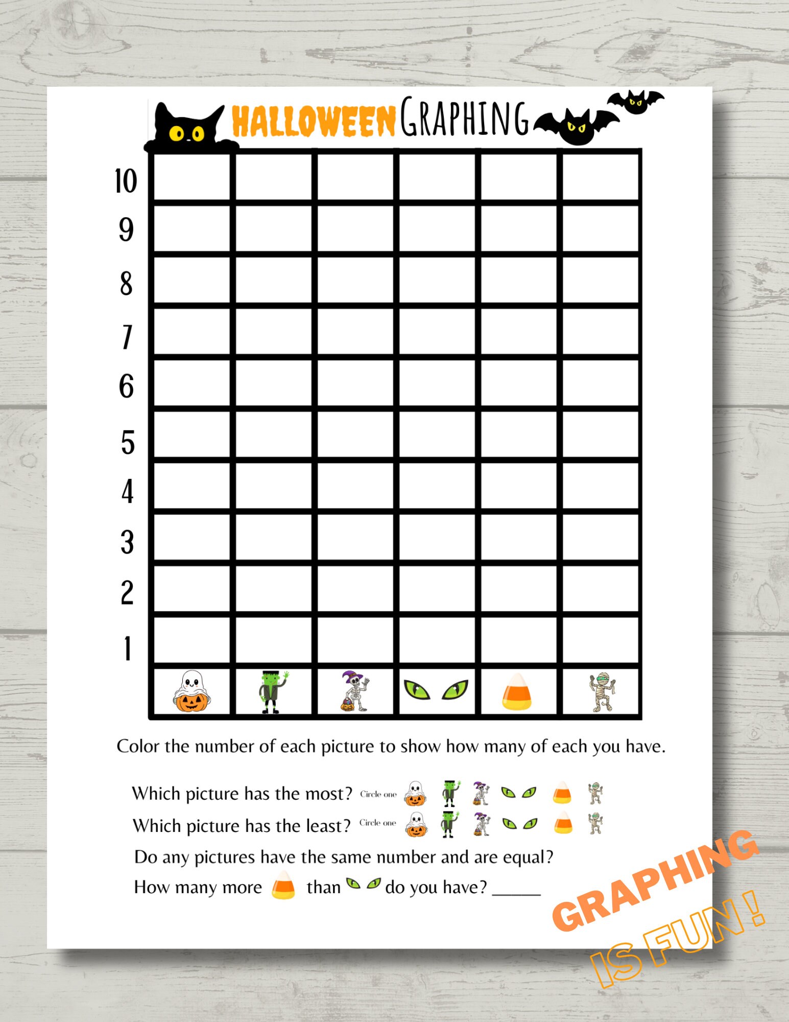 Halloween I Spy for Littles and Graphing Your Older Kiddos - Etsy