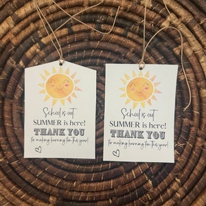 Summer Teacher Appreciation Gift Tag, Sunshine Thank You Tag, Instant ...