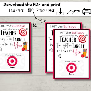 Printable Target Gift Card Holder, Teacher Thank You Card, Teacher ...