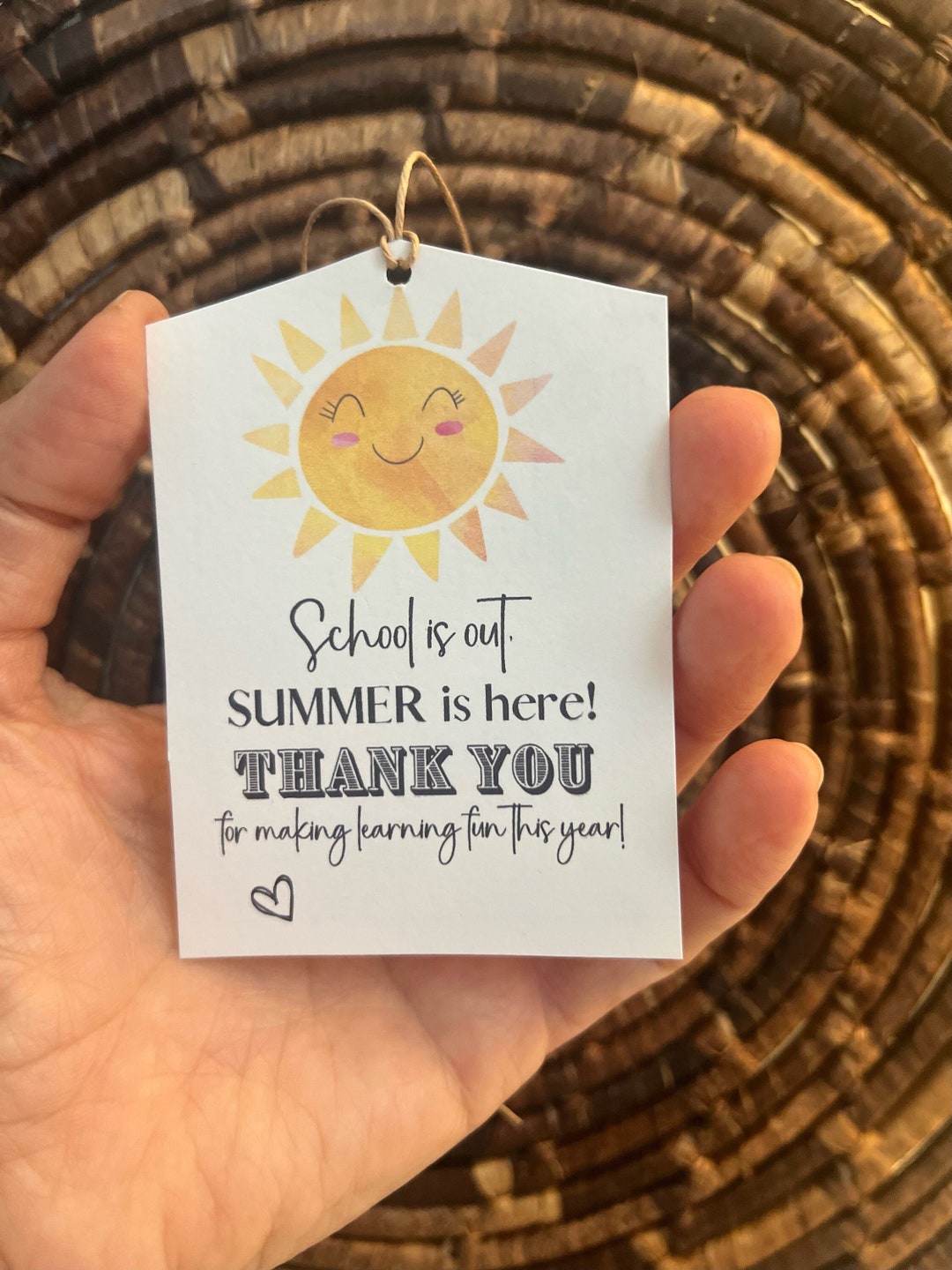 Summer Teacher Appreciation Gift Tag, Sunshine Thank You Tag, Instant ...