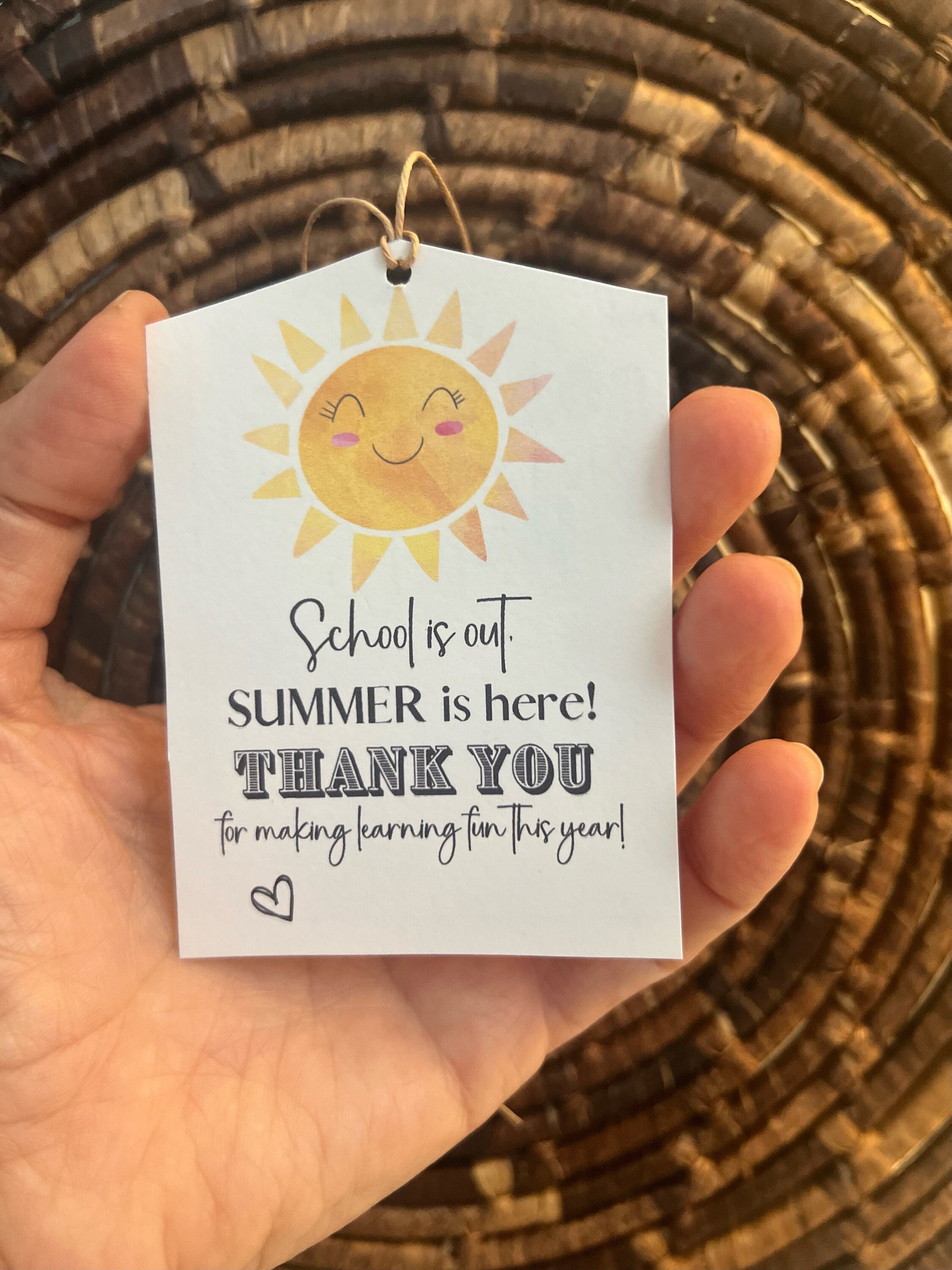 Summer Teacher Appreciation Gift Tag, Sunshine Thank You Tag, Instant ...