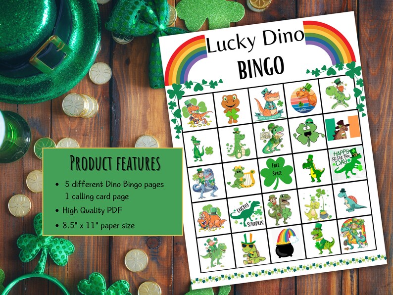 Dino Bingo, St. Patrick's Day Bingo, Bingo - Etsy