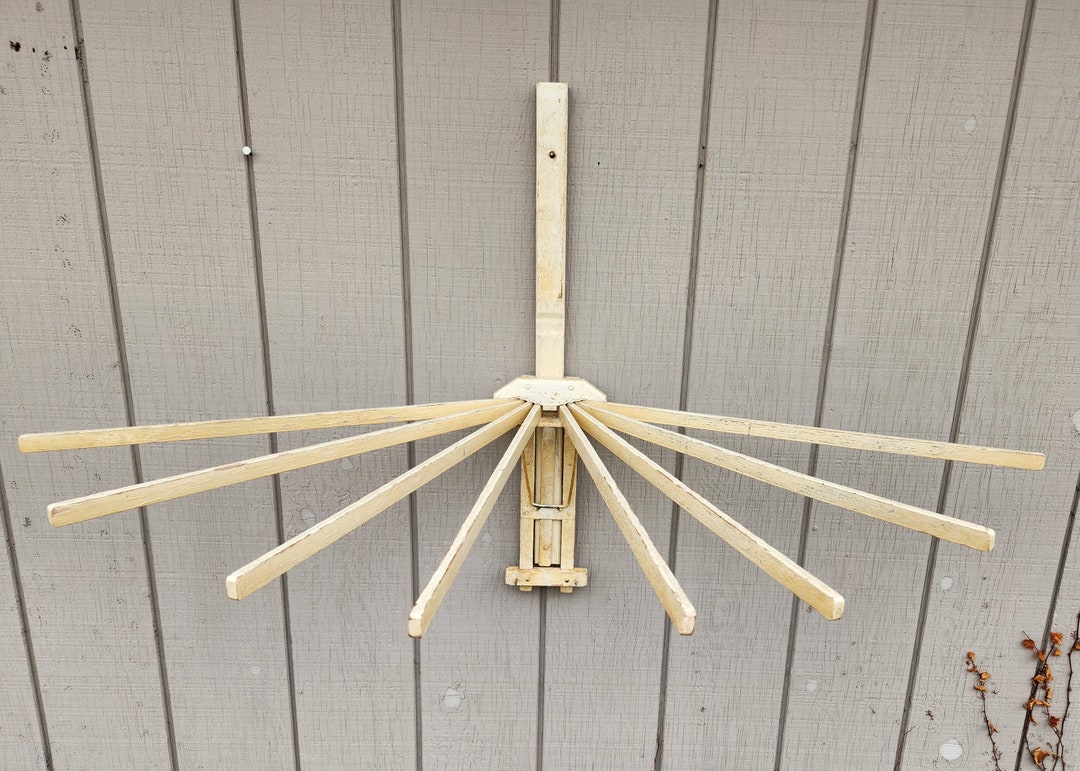 Large Antique Hanging, Wall Mounted Wood Drying Rack, Primitive Kitchen ...