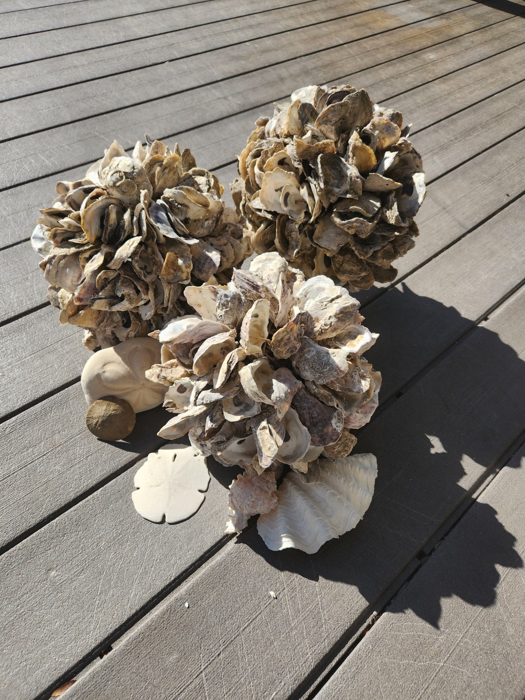 Oyster Shell Balls I Ocean Seashell Sculptures I Beach Decor I 10 and ...
