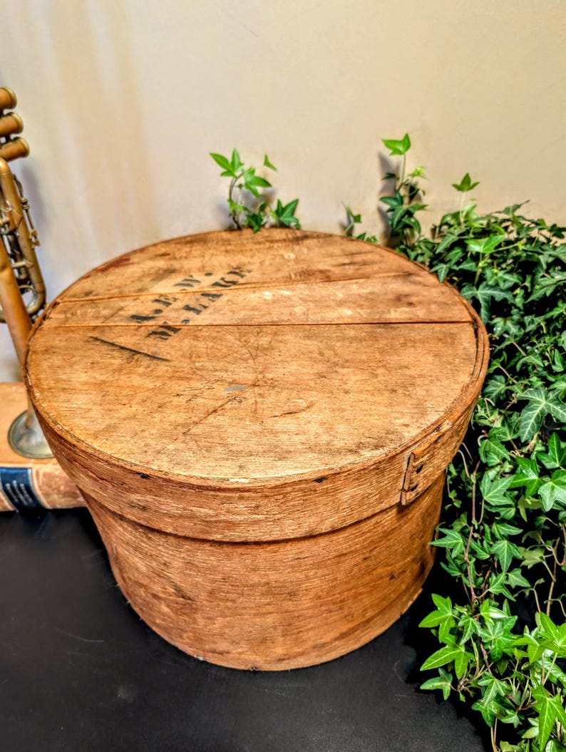 LARGE Vintage Cheese Box I Kitchen Display or Riser I Round Wood Pantry ...