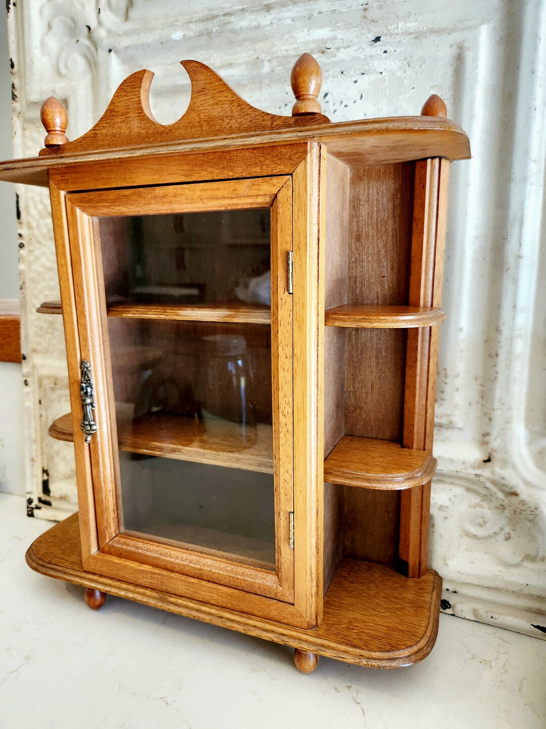 Vintage MCM Wood Display Cabinet I Hanging or Tabletop I Retro and ...