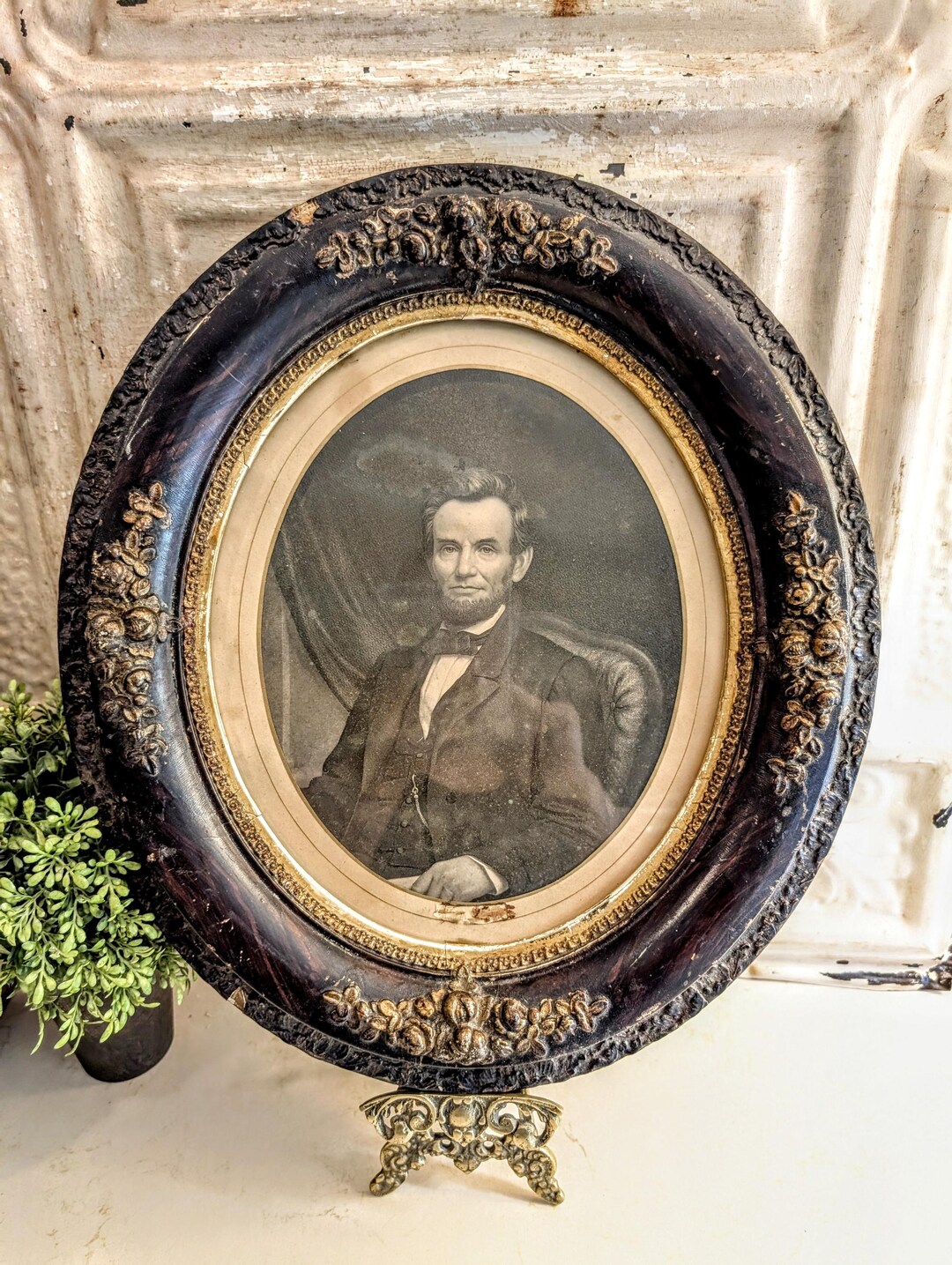 RARE Antique Abraham Lincoln 1866 Framed Lithograph Portrait by Samuel ...