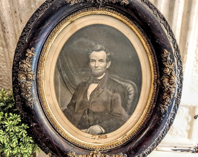 RARE Antique Abraham Lincoln 1866 Framed Lithograph Portrait by Samuel ...