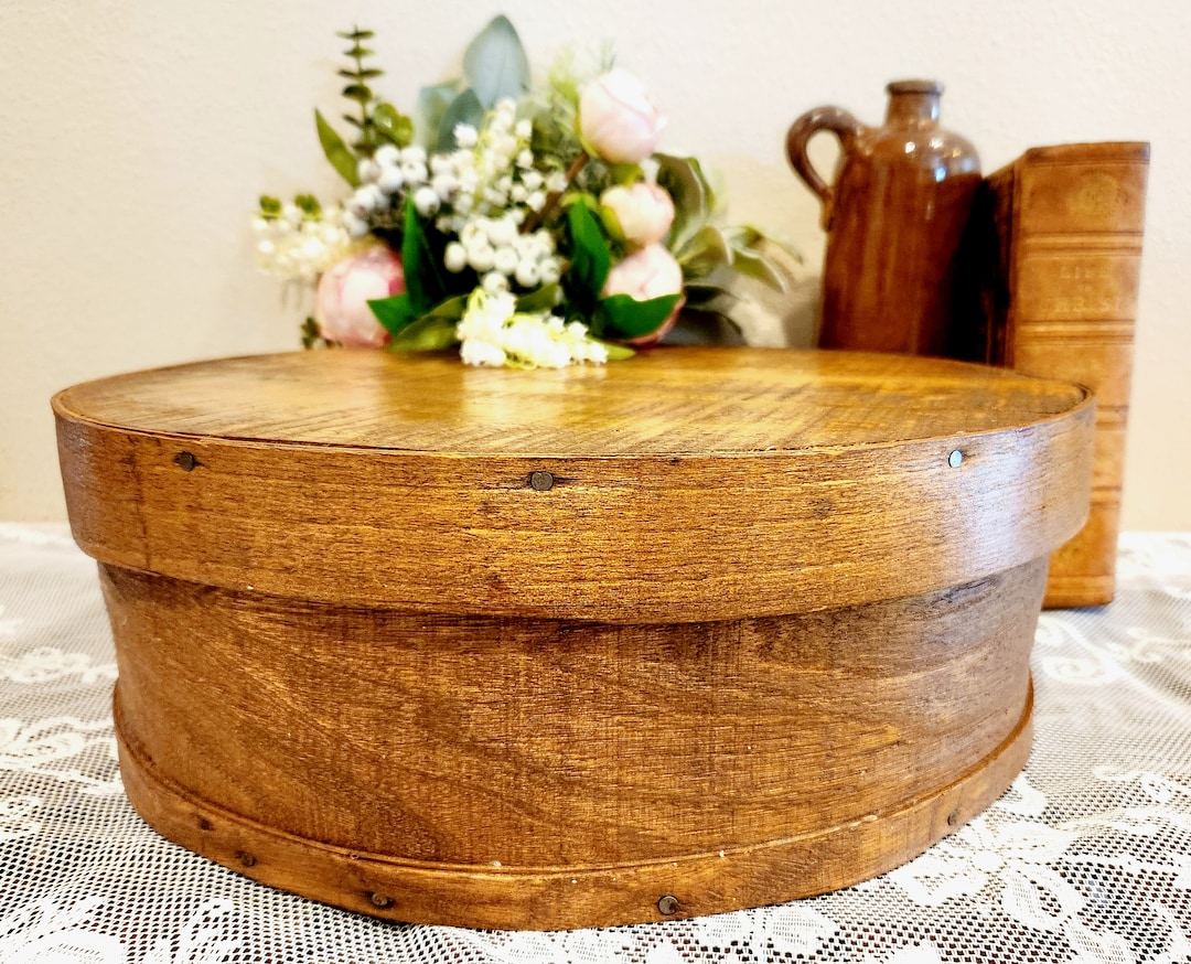 Large Vintage Wood Cheese Box I Unique Riser I Kitchen Display I Round ...