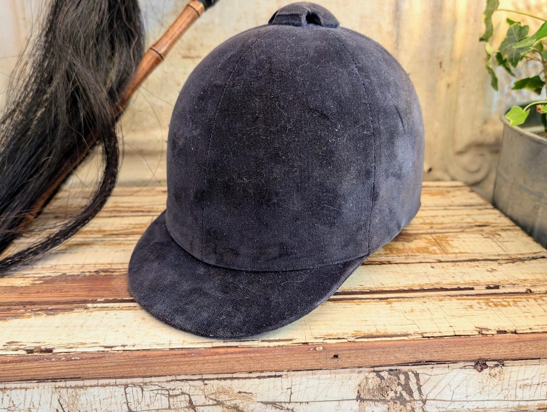 English Riding Helmet I Vintage Horse Riding Hat I Black Velvet I ...