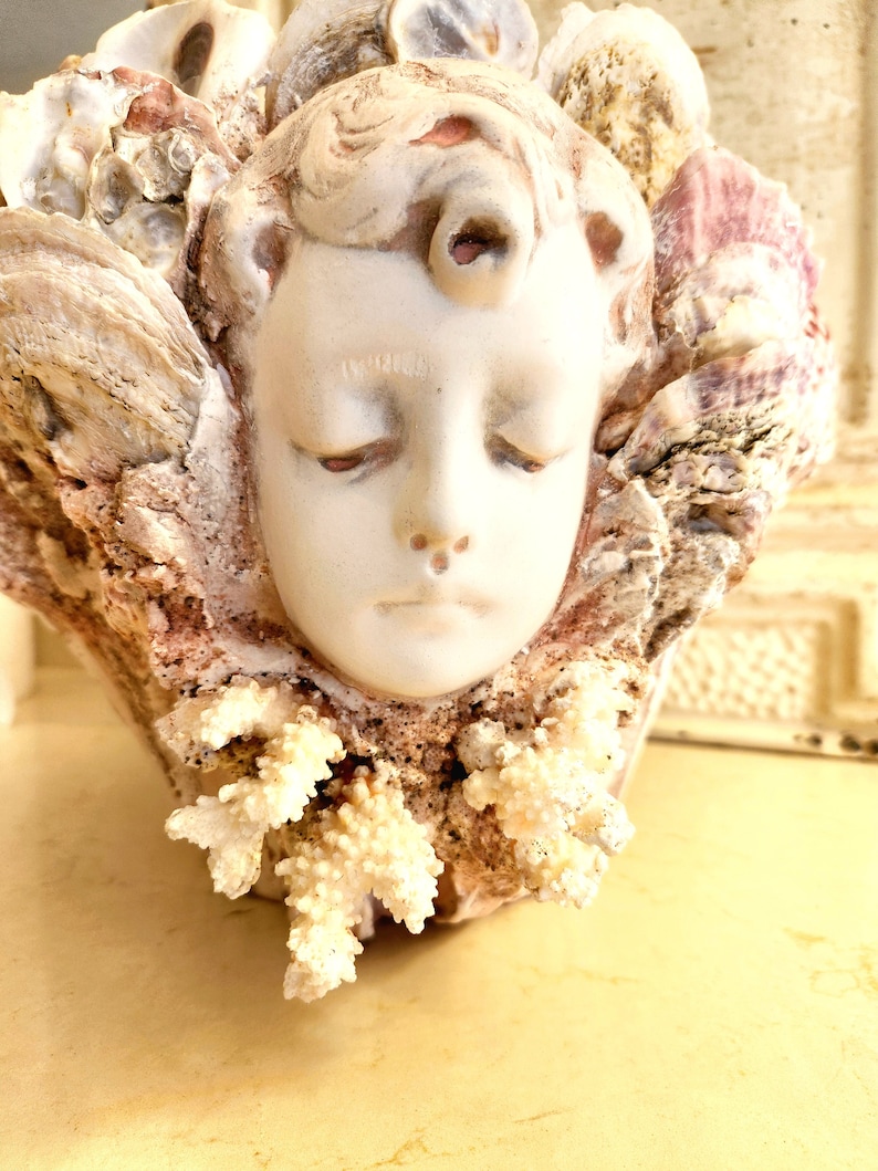 Large Vintage Seashell Planter I French Artisan Crafted Shell Garden ...