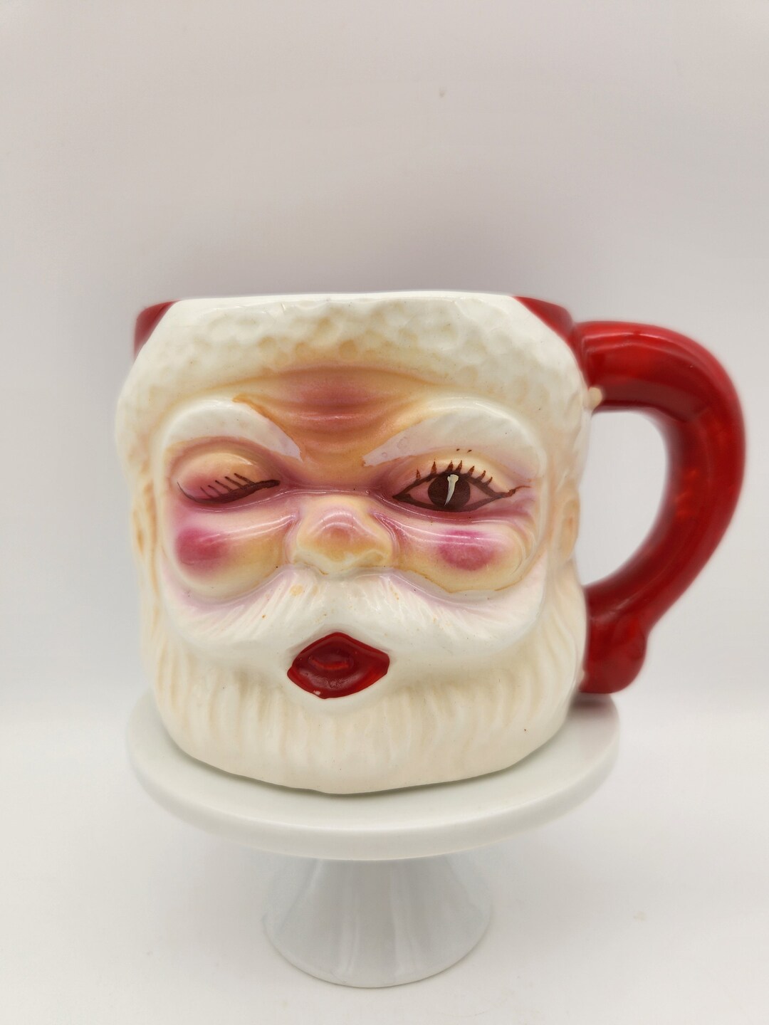 Vintage Winking Santa Mug Marked Japan Handpainted Pink - Etsy