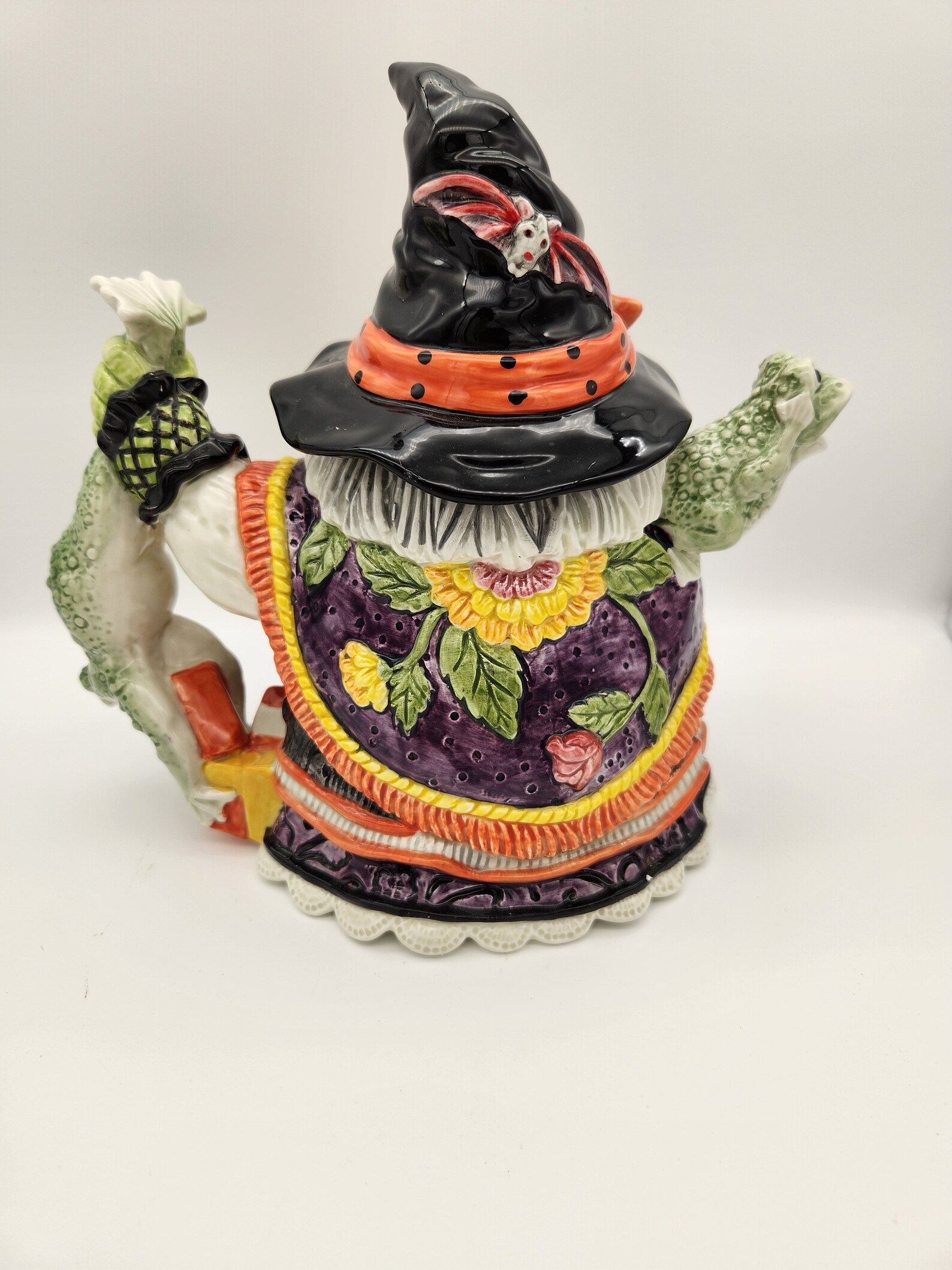 Rare Vintage Fitz and Floyd Witch Teapot With Toads, Cat, Candy Corn ...