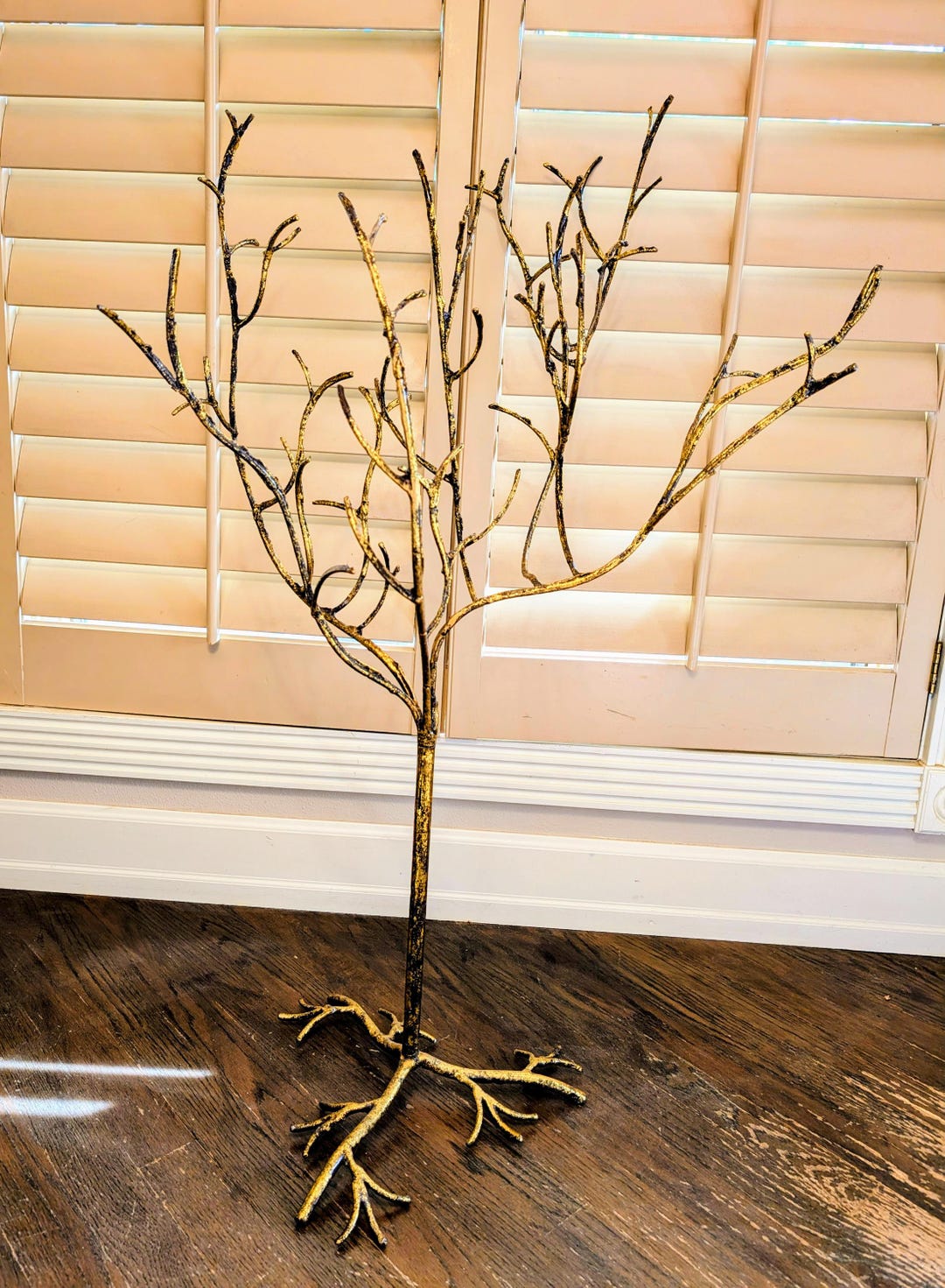 LARGE Vintage Gold Metal Tree 39.5 Inches Tall Table Top or Floor ...