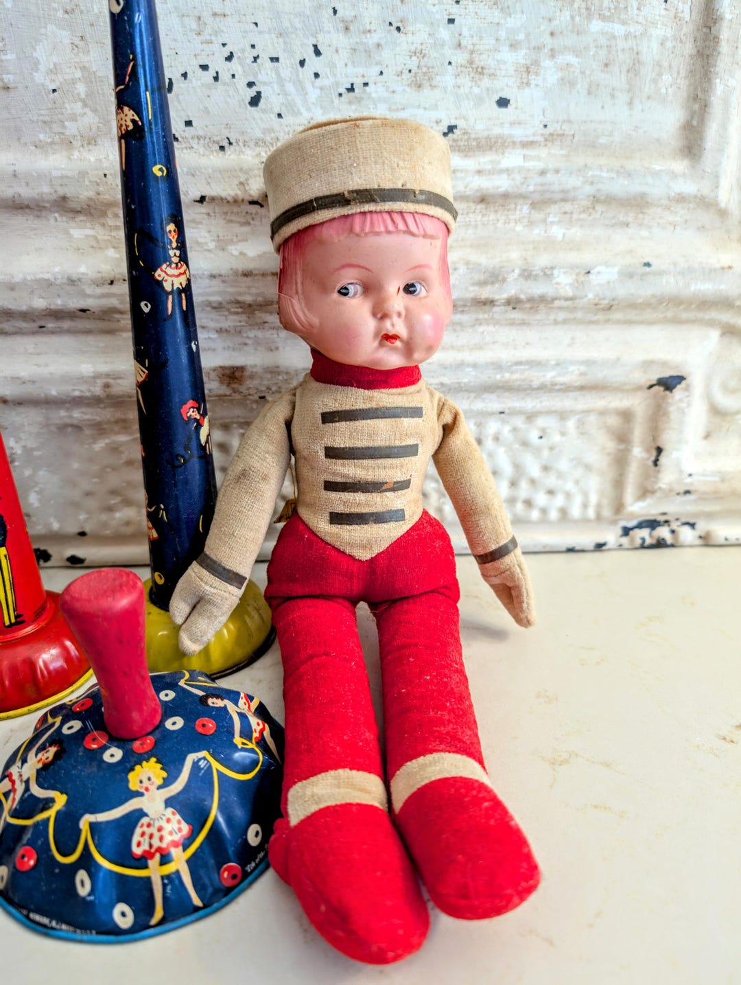 1920s Celluloid Boy Doll I Japan I Toy Soldier I Marching Band Major I ...