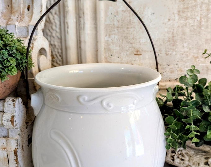 Antique Ironstone Slop Pot I English Handled Bucket I NO Chips or ...