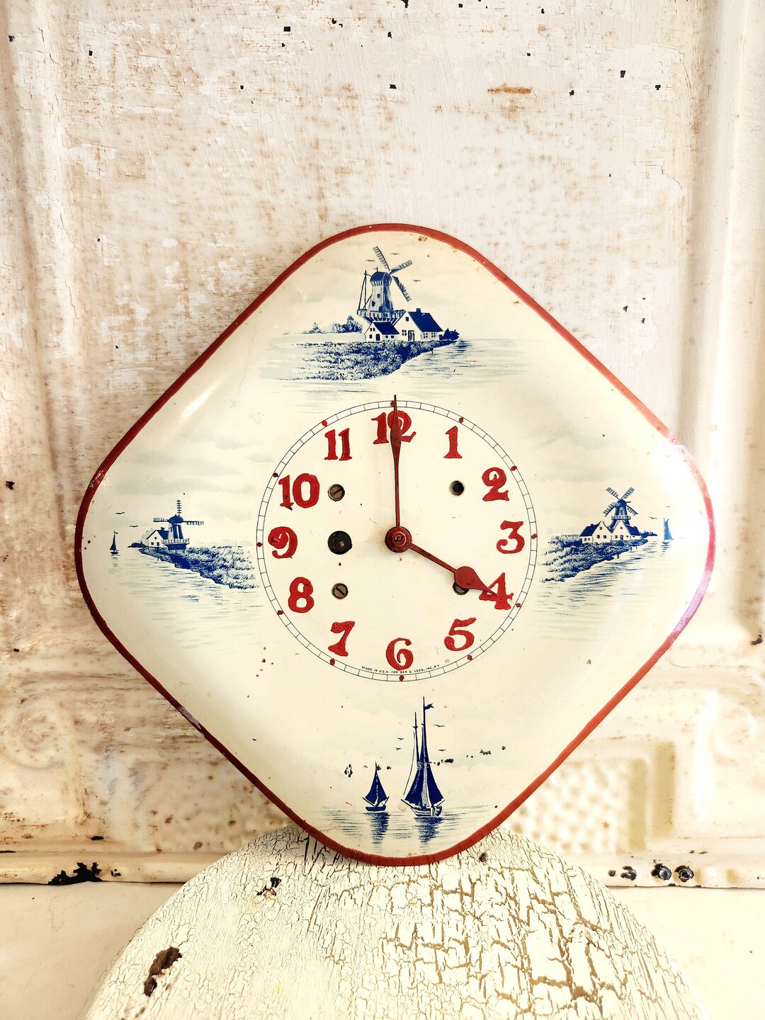 Antique Clock I Display Only I Dutch Holland Decor I Windmills Ships - Etsy