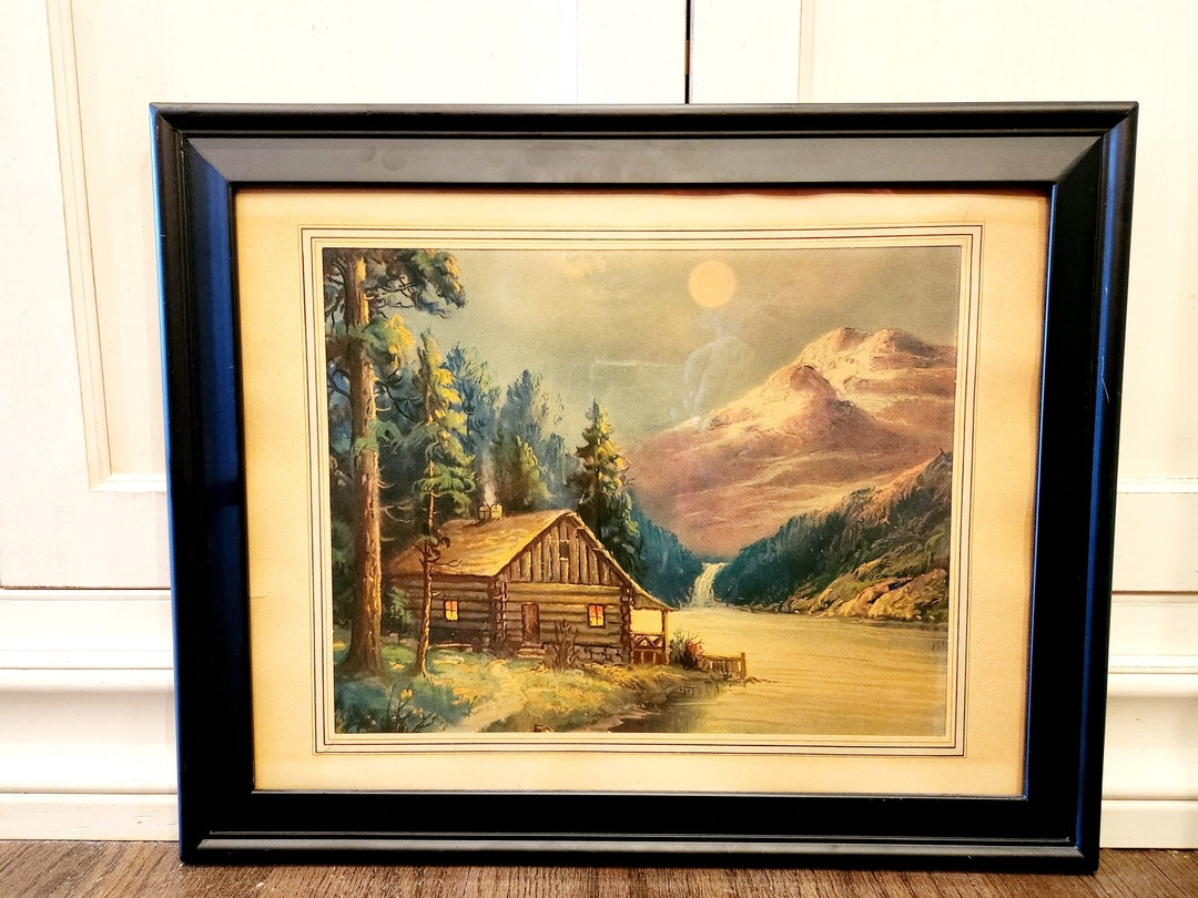 Cabin Print I Log Cabin in the Mountains I Ready to Hang I Robert ...