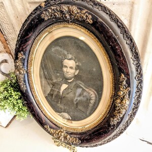 RARE Antique Abraham Lincoln 1866 Framed Lithograph Portrait by Samuel ...