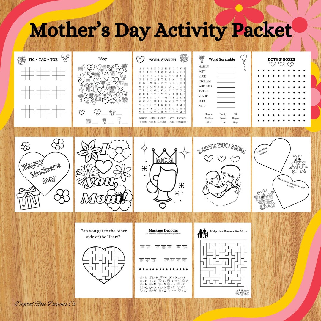 Mother's Day Activity Pack, Mother's Day Printable, Mother's Day Games ...