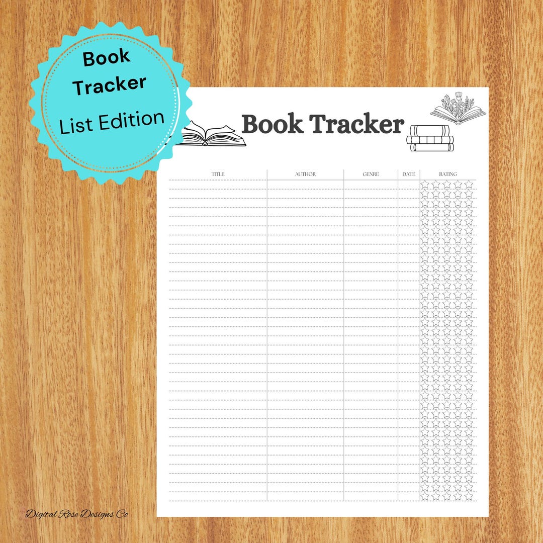 Book Tracker List/ Reading List Tracker - Etsy