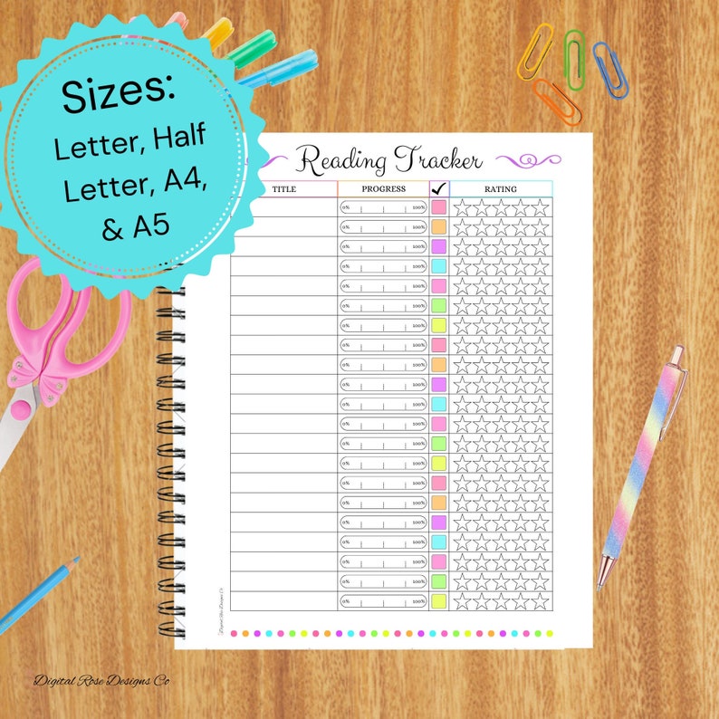Reading Progress Tracker, Reading Planner Insert, Book Planner Insert ...