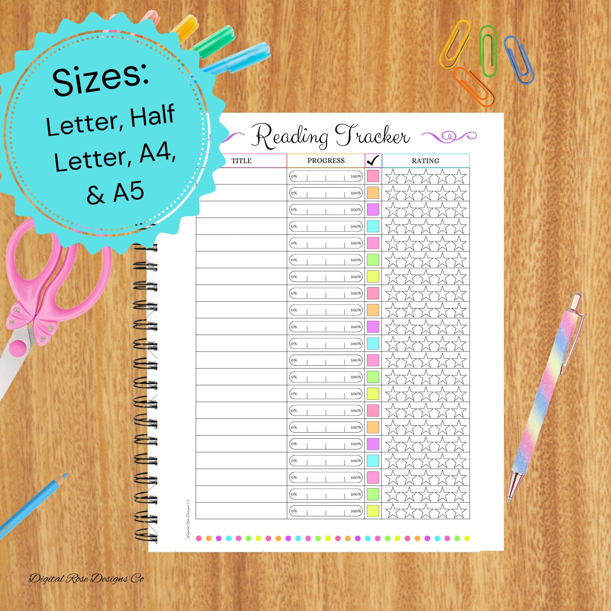 Reading Progress Tracker, Reading Planner Insert, Book Planner Insert ...