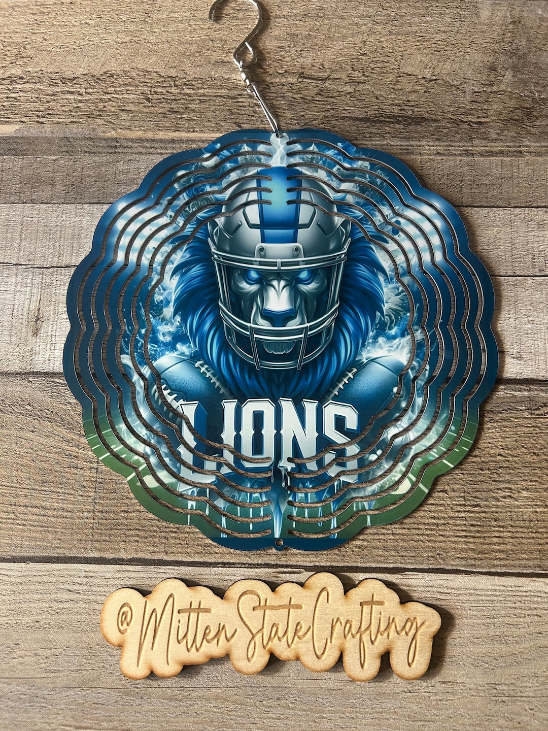 Detroit Lions Football Wind Spinner, 8in Wind Spinner, Wind Spinner ...