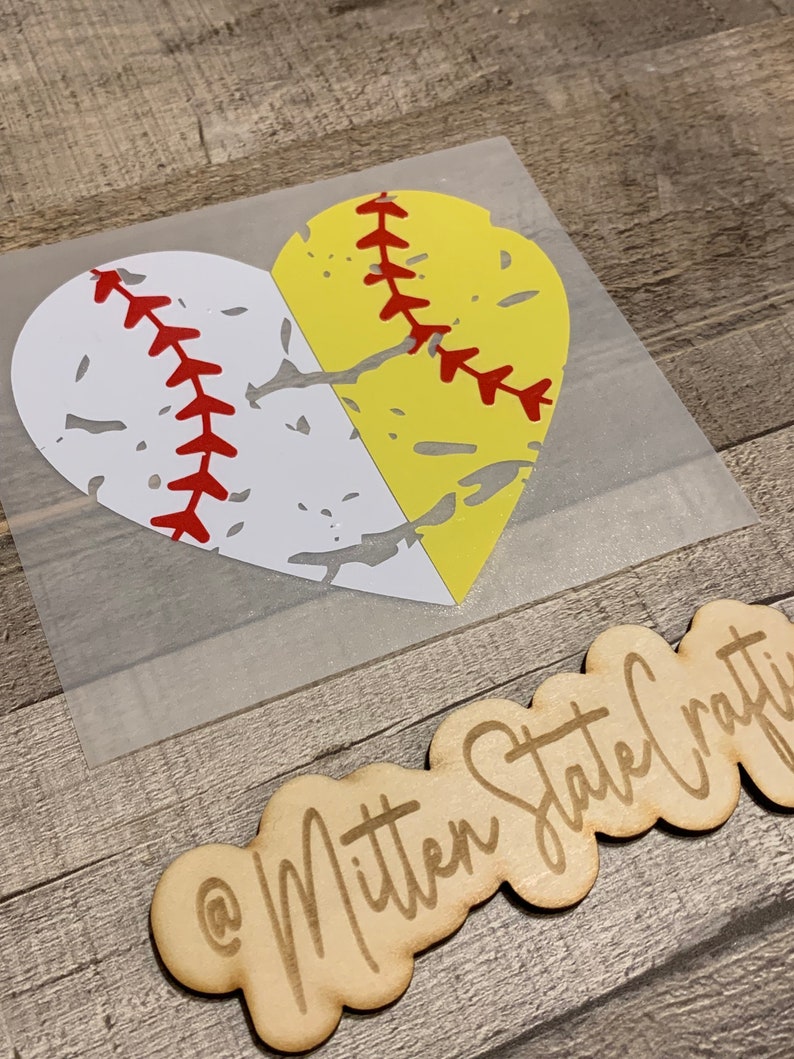 Half Softball Half Baseball Heart Decal, Softball and Baseball Heart ...