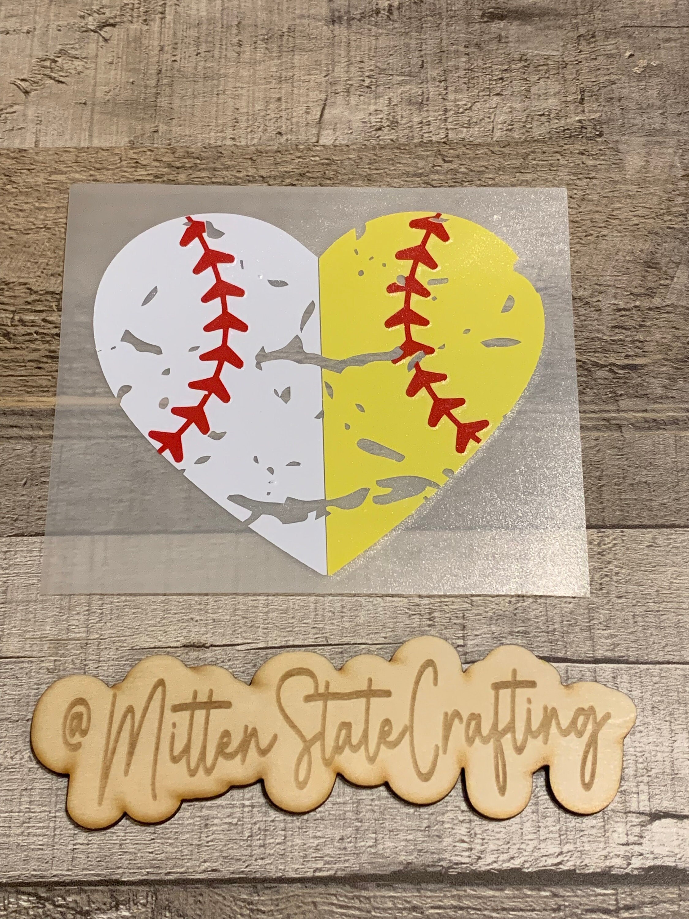 Half Softball Half Baseball Heart Decal, Softball and Baseball Heart ...