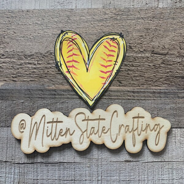 Heart Softball Stickers - Etsy