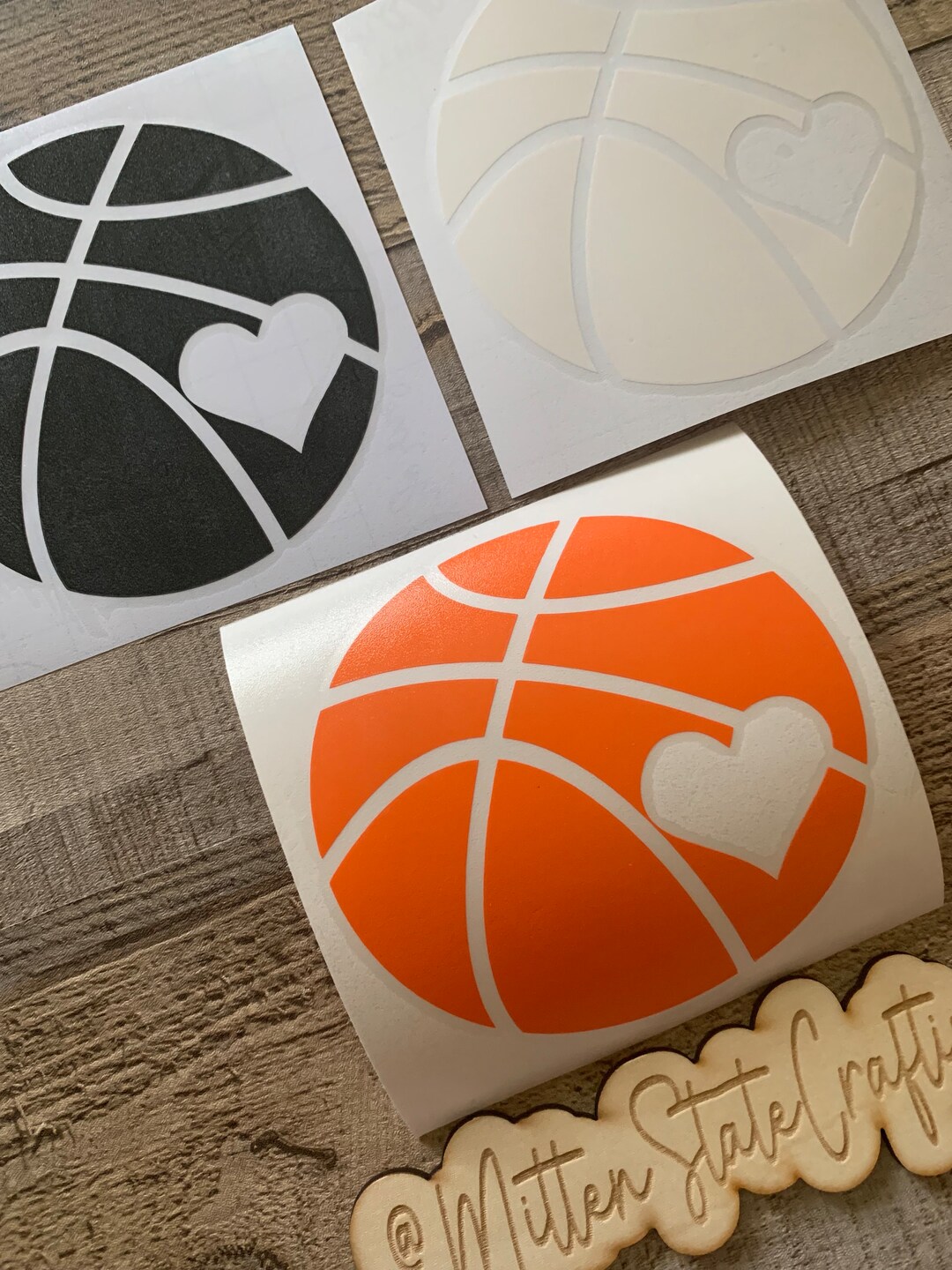 Basketball Decal, Basketball With Heart Cutout Decal, Basketball ...