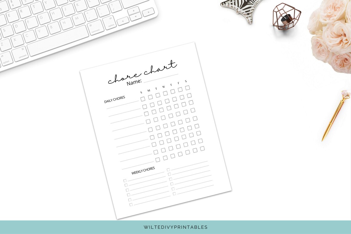 Editable Chore Chart for Kids, Simple Chore Chart, Minimalist Chore ...