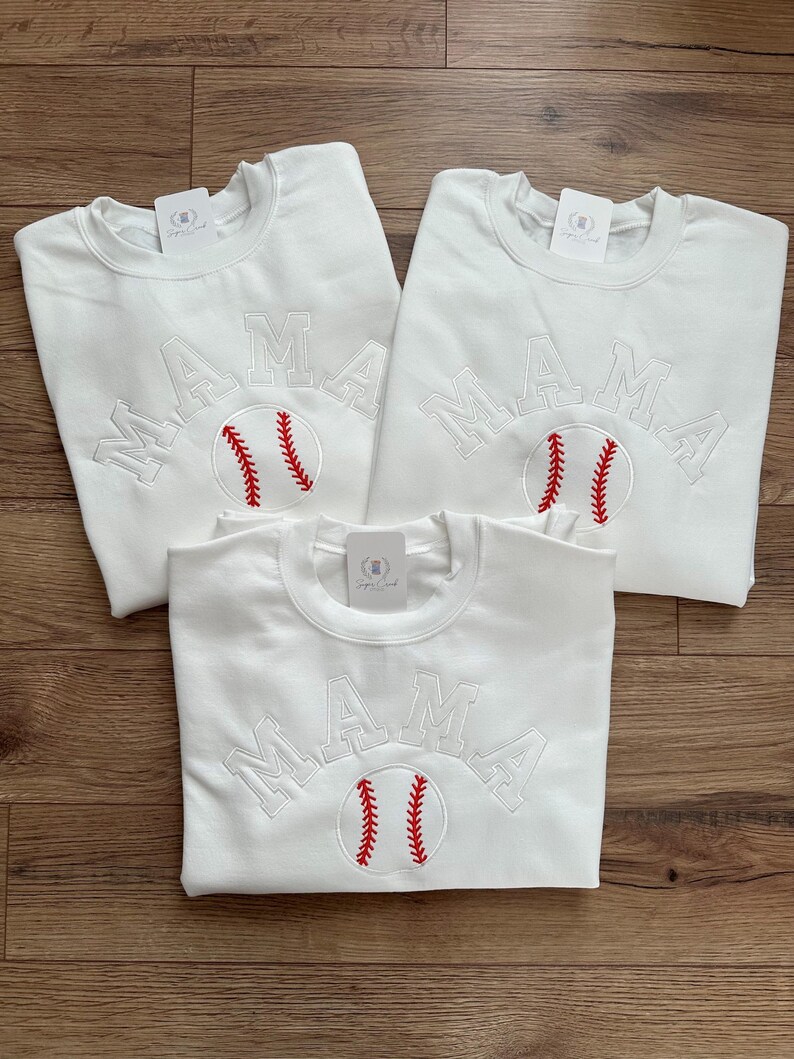 Womens Embroidered Sweatshirt,baseball MAMA Embroidered Sweatshirt ...