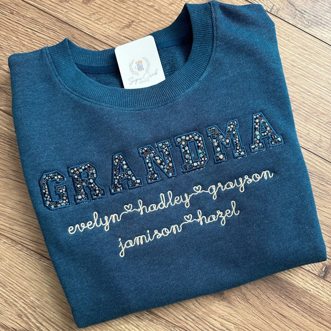 Womens Embroidered Applique Sweatshirt, MAMA Embroidered Sweatshirt ...