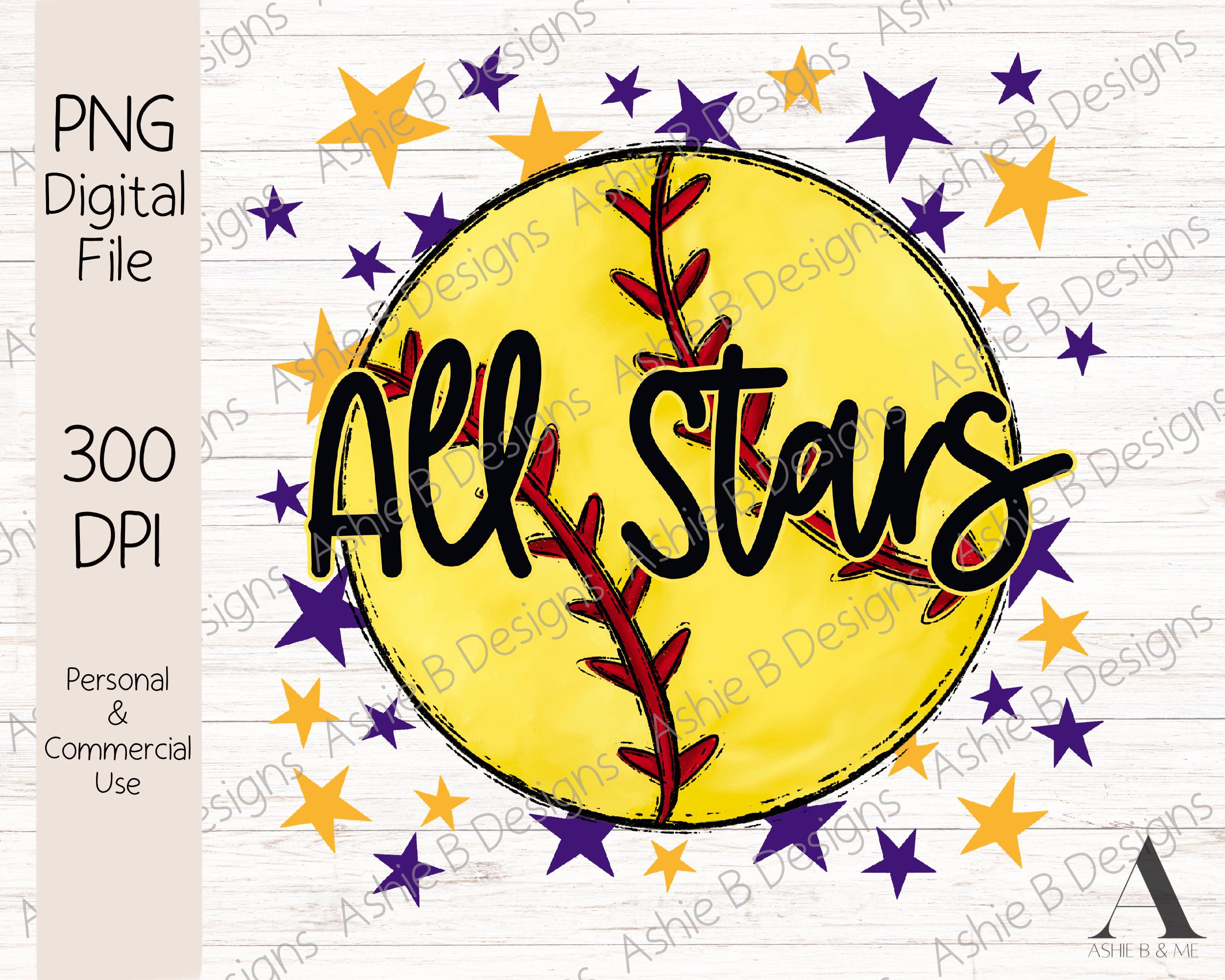 Softball All Stars PNG, Purple and Yellow Softball All Stars Tshirt ...