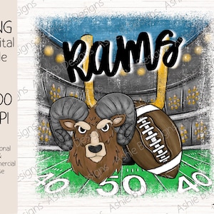 Rams Football PNG, Gold Rams Sublimation T-shirt Design, Digital ...