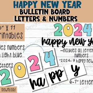 Happy New Year Bulletin Board Letters and Numbers, Classroom ...
