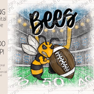 Bees Football PNG, Distressed Football T-shirt Design, Digital Download ...