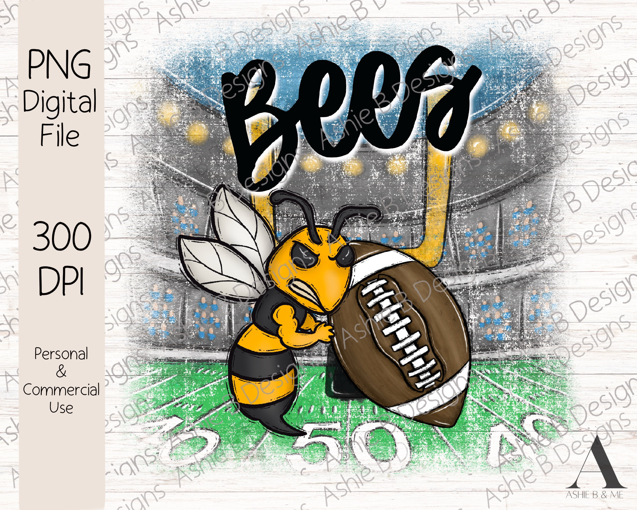 Bees Football PNG, Distressed Football T-shirt Design, Digital Download ...